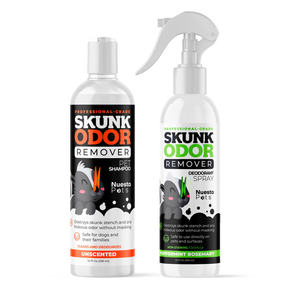 Skunk Odor Remover by Nuesta Pets | Activated Charcoal Shampoo & Spray